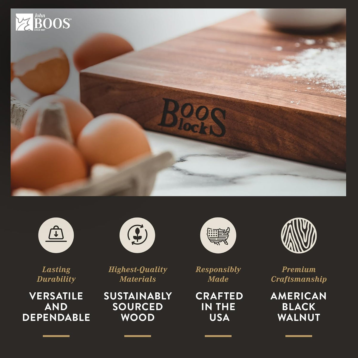 John Boos WAL-R Series Walnut Reversible Cutting Boards - Multiple ...