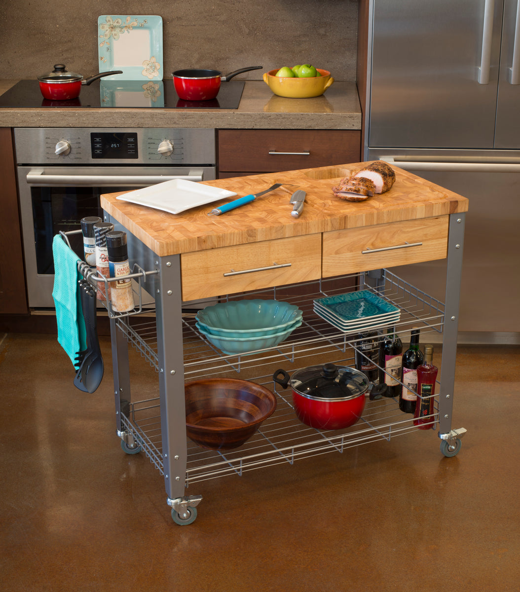 Chris & Chris Stadium Series 38" Butcher Block Kitchen Cart – Kitchen ...