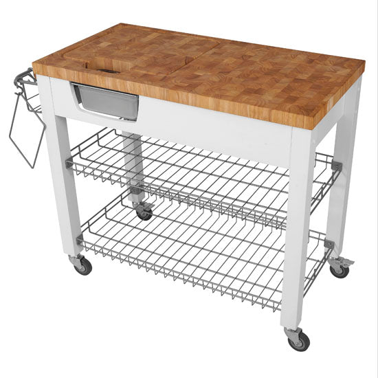 Professional Chef's Kitchen Work Station with Wire Shelves Towel Bar ...