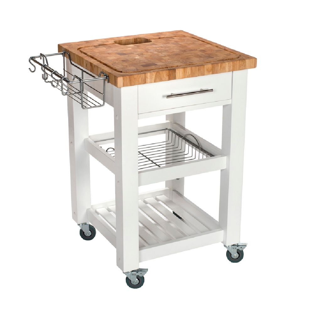 All Natural White Personal Chef's Prep Station W/ Wired Rack Storage 3 ...