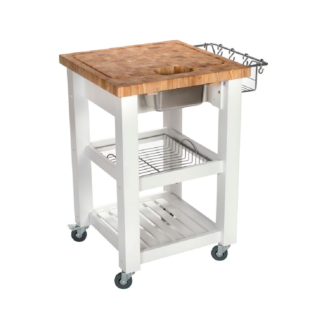 All Natural White Personal Chef's Prep Station W/ Wired Rack Storage 3 ...