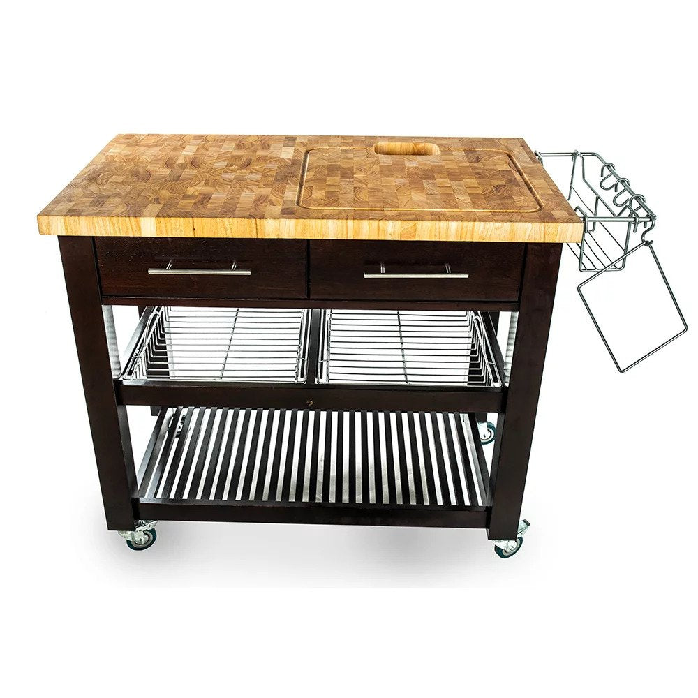Chris & Chris Pro Chef Big Block End-Grain Prep Cart with Chop & Drop ...